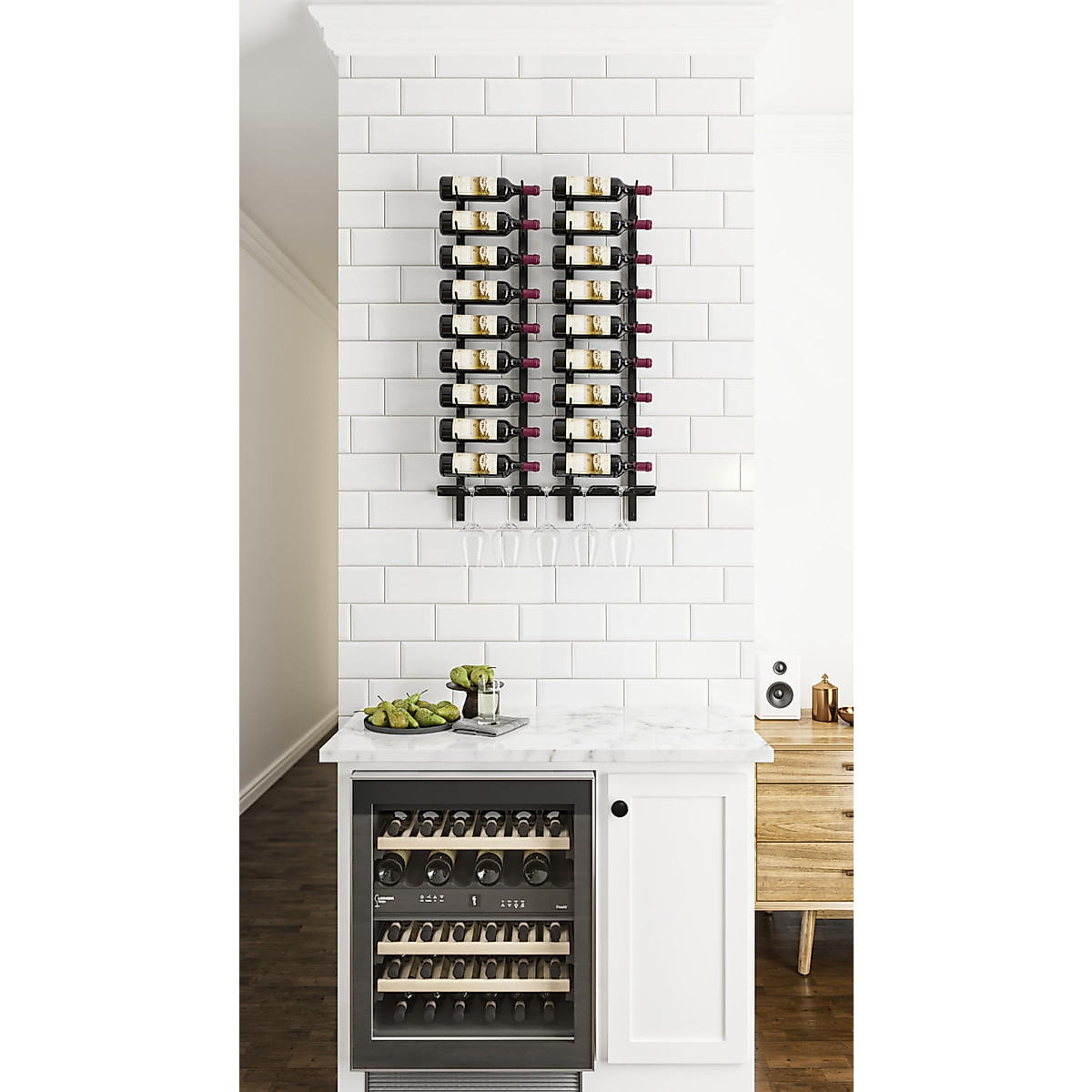 VintageView W Series (3 Ft) - 9 Bottle Wall Mounted Wine Rack (Satin Black) Stylish Modern Wine Storage with Label Forward Design