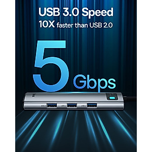 Baseus 8-in-1 USB C Hub Docking Station, USB C Adapter with 4K HDMI, 3 USB 3.0, TF/SD Reader, Ethernet, 100W Power Delivery Compatible with MacBook, Surface, iPad, Steam Deck or Other Type C Devices