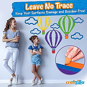 Craftzilla Colored Masking Tape – 11 Extra Large Rolls – 1,815 Feet x 1 Inch of Colorful Craft Tape – Vibrant Rainbow Color Teacher Tape – Great for Art, Lab, Labeling & Classroom Decorations