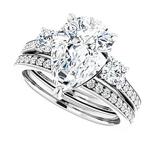4 CT Pear Cut VVS1 Colorless Moissanite Engagement Ring Set, Wedding/Bridal Ring Set, Sterling Silver Vintage Antique Anniversary Promise Ring Set Gift for Her (9)