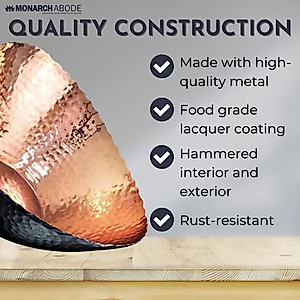 Monarch Abode 31604 Hand Hammered Metal Decorative Bowl, Modern Centerpiece Fruit Bowl for Kitchen Counter, 7.5 inch, Black and Copper Finish