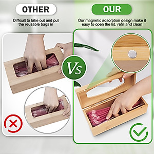 MapleGrace 6 in 1 Openable Bag Organizer for Kitchen Drawer Foil and Plastic Wrap Organizer with Cutter, Separate Storage Bag Organizer for Kitchen Storage, for Gallon,Quart,Sandwich,Snack