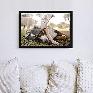 36x14 Frame Black Real Wood Picture Frame Width 0.75 Inches | Interior Frame Depth 0.5 Inches | Gun Metal Traditional Photo Frame Complete with UV Acrylic, Foam Board Backing & Hanging Hardware