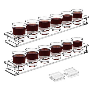 Beautyflier Pack of 2 Acrylic Shot Glass Holder, Shot Glass Serving Tray for Bar, Restaurant, Party, Family Gathering (Shot Glasses Not Included)