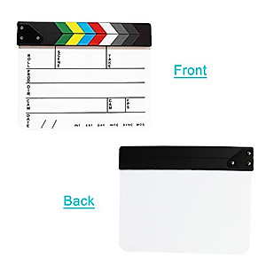 Coolbuy112 Acrylic Film Directors Clapboard, Hollywood Filming Slate Movie Clapboard Decoration Larger Scene Clapper Board with a Magnetic Blackboard Eraser and Two Custom Pens