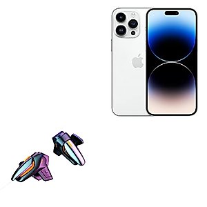 BoxWave Gaming Gear Compatible with Apple iPhone 14 Pro Max - Touchscreen QuickTrigger, Trigger Buttons Quick Gaming Mobile FPS for Apple iPhone 14 Pro Max - Jet Black