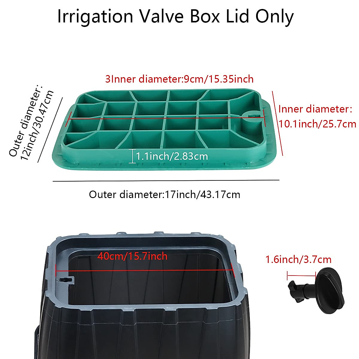 12x17 Valve Box Cover Lid Sprinkler Valve Box Lid Replacement Rectangular for Outside Irrigation