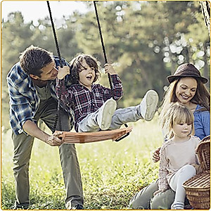 Adult Tree Swing Waterproof Wood Hanging Beech Tree Swings Garden Swing Chair Seat for Indoor Outdoor with Adjustable Rope (24''x10'')
