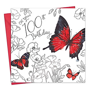 Twizler Happy 100th Birthday Card for Her with Silver Foiling
