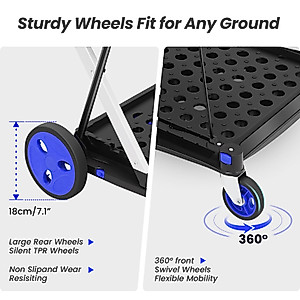 COOCHEER Collapsible Utility Cart Multifunction Collapsible Carts, Mobile Folding Trolley, Collapsible Hand Truck and Dolly, Shopping Cart with Storage Crate, Shopping Cart Folding Trolley, Blue