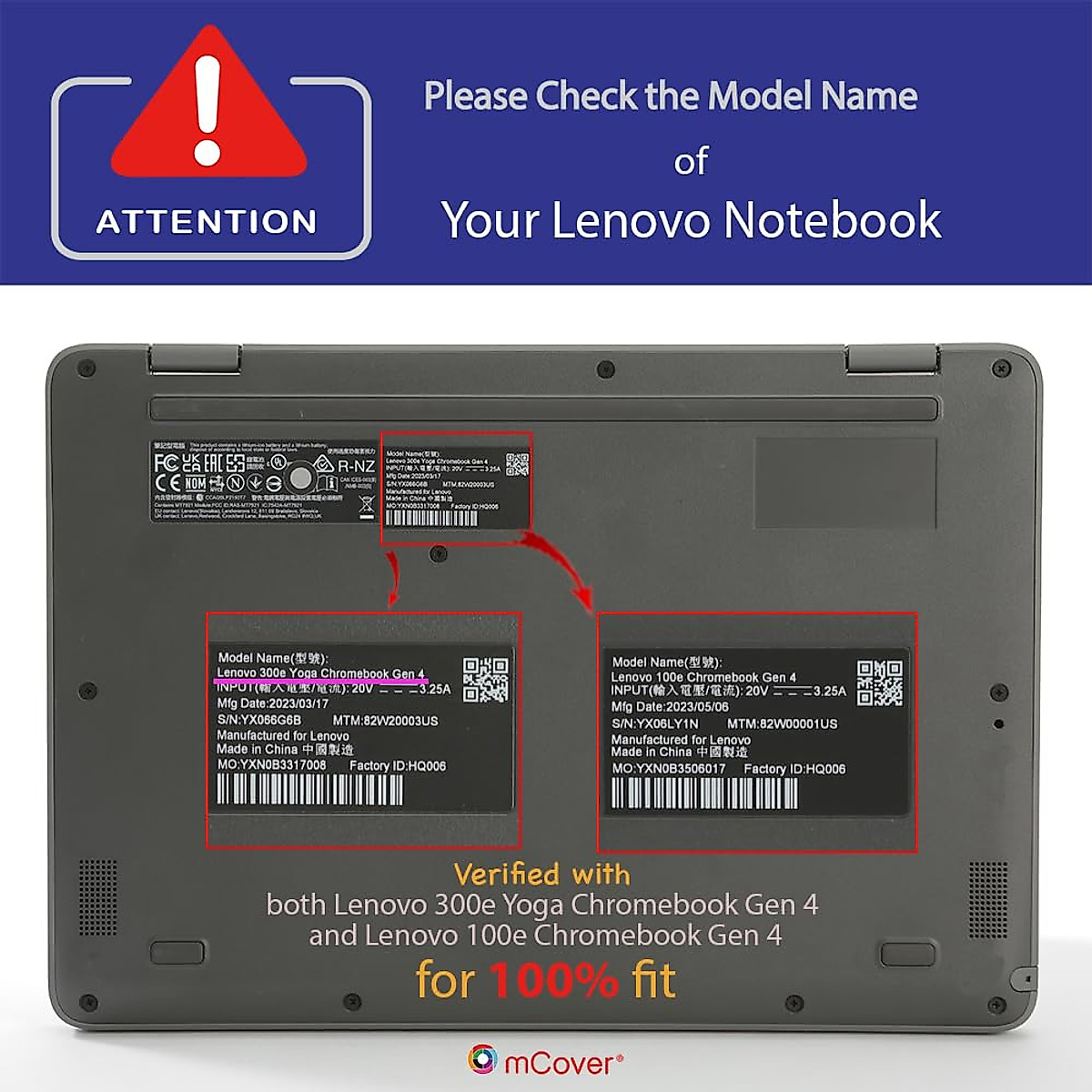 mCover Hard Shell Case ONLY Compatible for 2023~2024 11.6" Lenovo Chromebook 300E Yoga Gen4 / 100E Gen 4 Laptop (NOT fitting ANY other Lenovo models) - Black