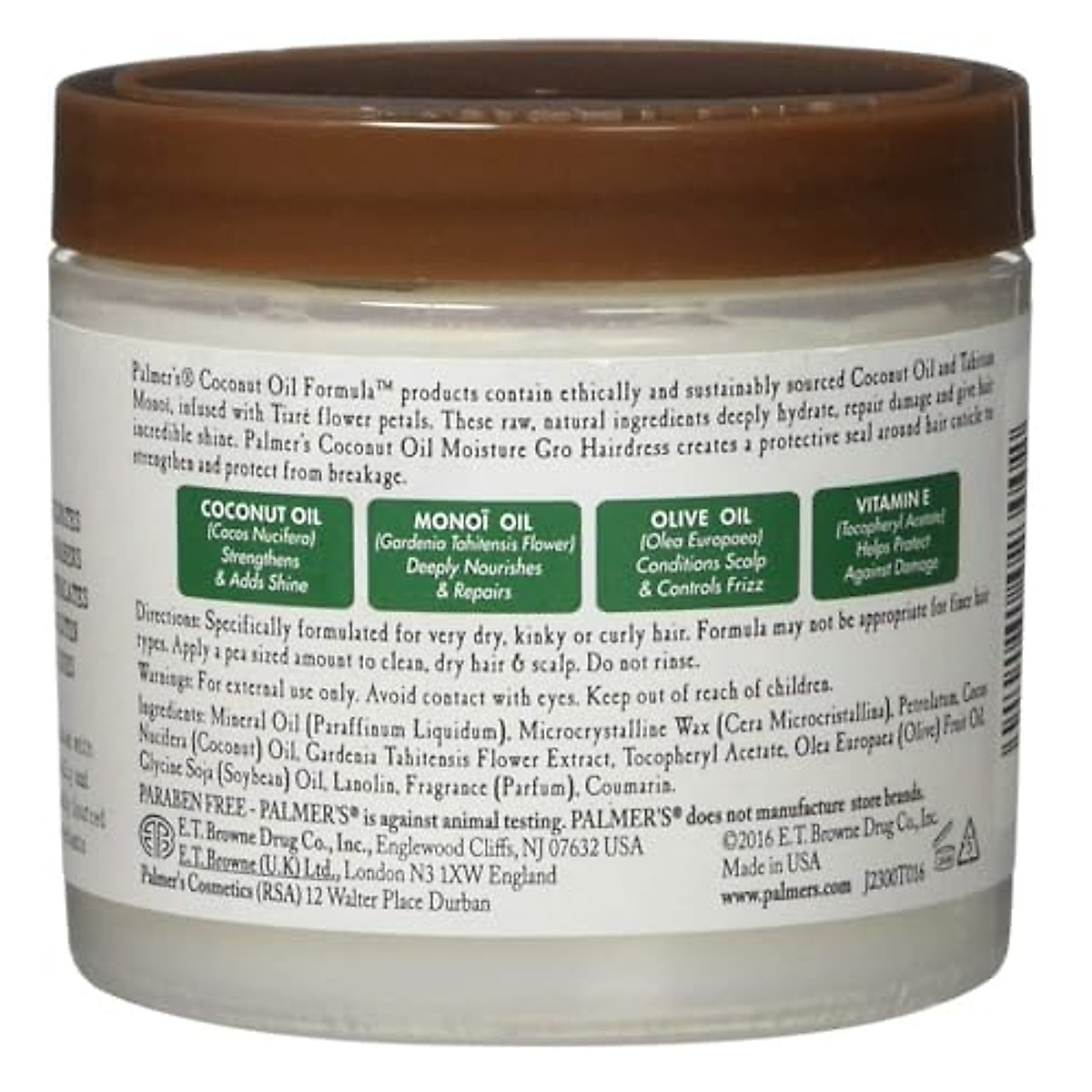 Palmers Coconut Oil Moisture Gro Hairdress Jar 5.25 Ounce (155ml) (Value Pack of 2)