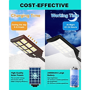 Opkiddle 900W Solar Street Light Outdoor Waterproof Dusk to Dawn, 90000 Lumens 6500K High Brightness Solar Powered Commercial Led Street Lamp, with Pole, Remote Control