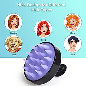 HEETA 2 Pack Hair Scalp Massager Shampoo Brush for Hair Growth, Hair Scalp Scrubber with Soft Silicone, Wet and Dry Hair Detangler (Black & Purple)