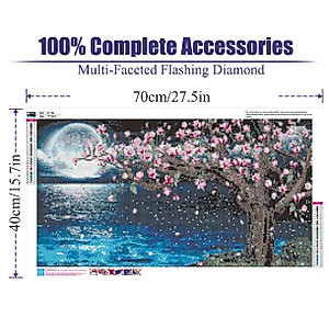 pchmcu 5D Lake Diamond Painting , Diamond Painting Moon Kits for Adults，DIY Full Drill Crystal Rhinestone Arts and Crafts, Gem Art Paints with Diamond Home Wall Decor 27.5 X 15.7inch