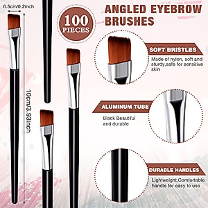 100 Pieces Disposable Angled Eyebrow Brushes Eye Liner Brush Disposable Angle Brushes Tinting Brushes for Women Girls Salon Beauty Cosmetic Make up Tool Disposable Esthetician Supplies