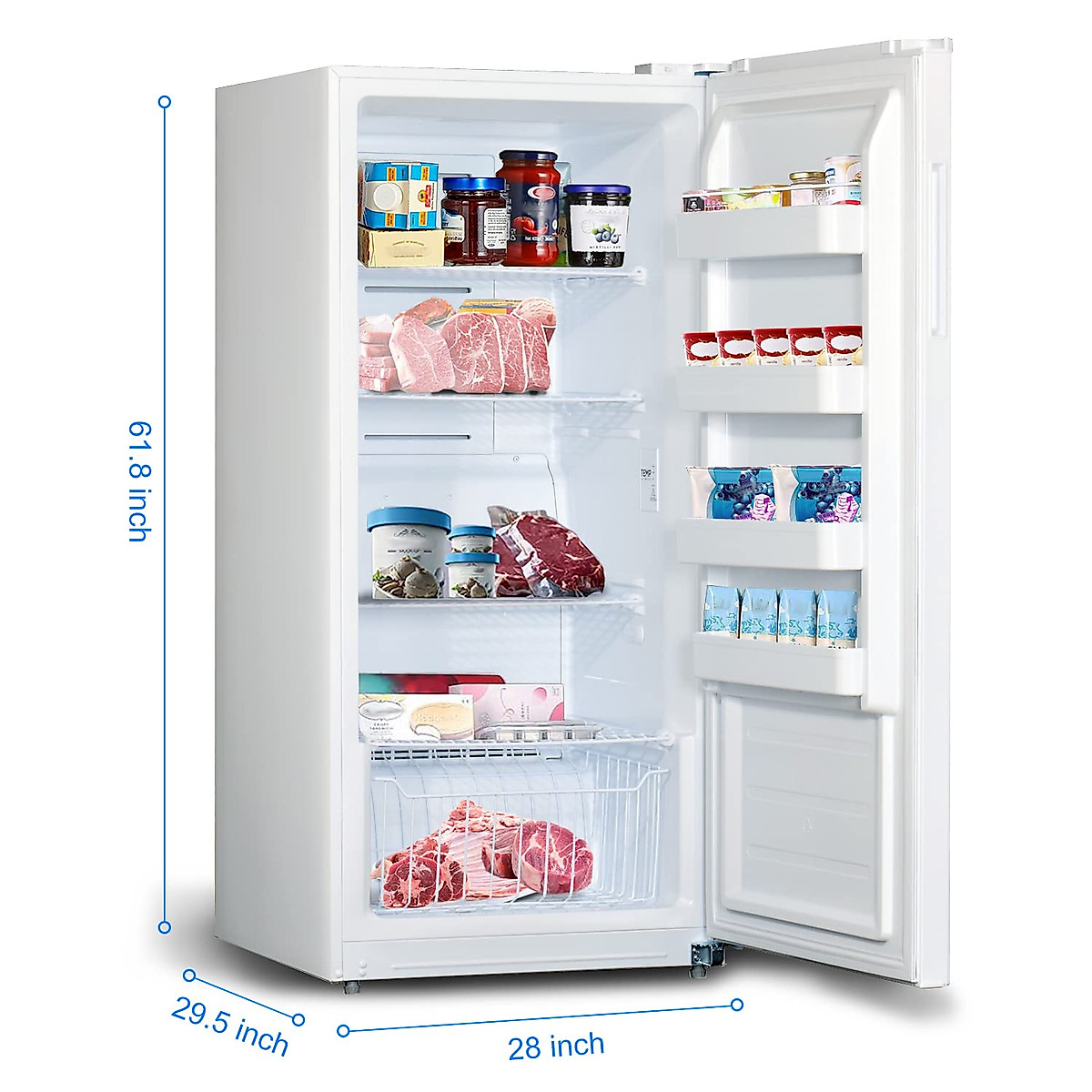 Techomey Frost Free Upright Freezer/Refrigerator 13.8 Cu.Ft, Standing Freezer with Front Single Door for Garage, No Handle, White
