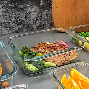 FAWLES 12 Pack Glass Storage Containers with Lids, Leak-Proof Meal Prep Containers, Dishwasher/Microwave/Oven/Freezer Safe Glass Food Storage Containers for Leftovers, to Go