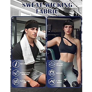 Black Head Tie Headband, Tie Up Sweatband for Tennis Sweat Hair Band Ninja Karate Pirates Basketball, Running, Workout for Men Women Boys Girls (Black 4 Pack)