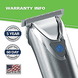 Wahl Stainless Steel Lithium Ion 2.0+ Beard Trimmer for Men - Electric Shaver & Nose Ear Trimmer - Rechargeable All in One Men's Grooming Kit - Model 9864SS