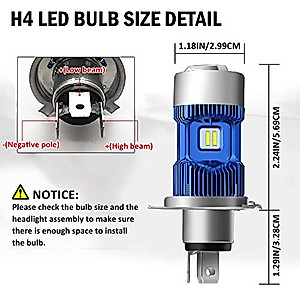 DZG H4 Motorcycle LED Headlight Bulb 9003 HB2 HS1 P43t 6500K High Low Beam Light Conversion Kit 2 Yr Warranty, 1 Pack