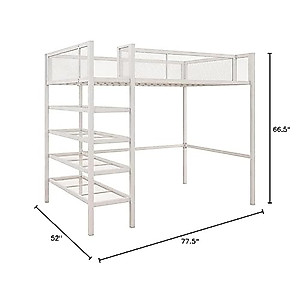 DHP Tiffany Metal Storage Bookcase, Twin Bunk Bed, White Loft