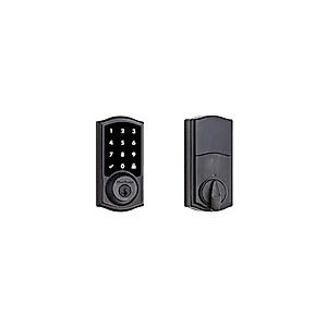 Kwikset 916 Traditional Touchscreen SmartCode Electronic Deadbolt Smart Lock featuring SmartKey Security and ZigBee 3.0 Technology in Venetian Bronze