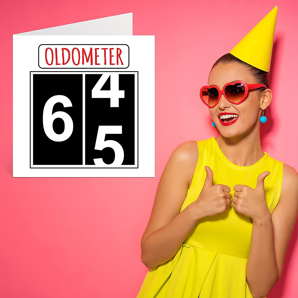 Stuff4 Fun 65th Birthday Cards for Men Woman - Oldometer - Happy Birthday Card for Dad Mom Grandpa Nanny Grandma Gran Uncle Aunt Cousin, 5.7 x 5.7 Inch Greeting Cards, 65th Birthday Card