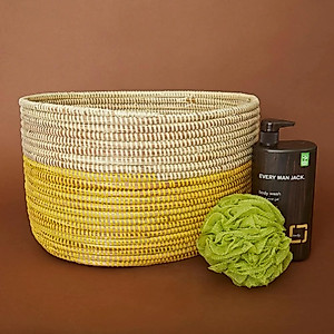 Senegalo Large Handwoven Open Oval Storage Basket (Yellow)