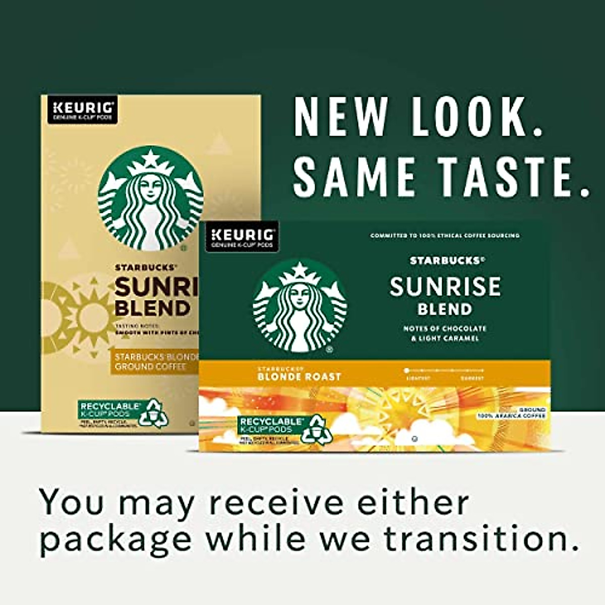 Starbucks Blonde Roast K-Cup Coffee Pods — Sunrise Blend for Keurig Brewers — 6 boxes (60 pods total)