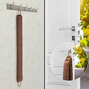 LONAGE Door Draft Stopper, 36.5 in 2.2 lbs Heavy Duty Under Door Draft Blocker with Hook Tape, Sound Proof Draft Guard, Weather Strip for Door, Energy Saving Under Door Guard - Brown