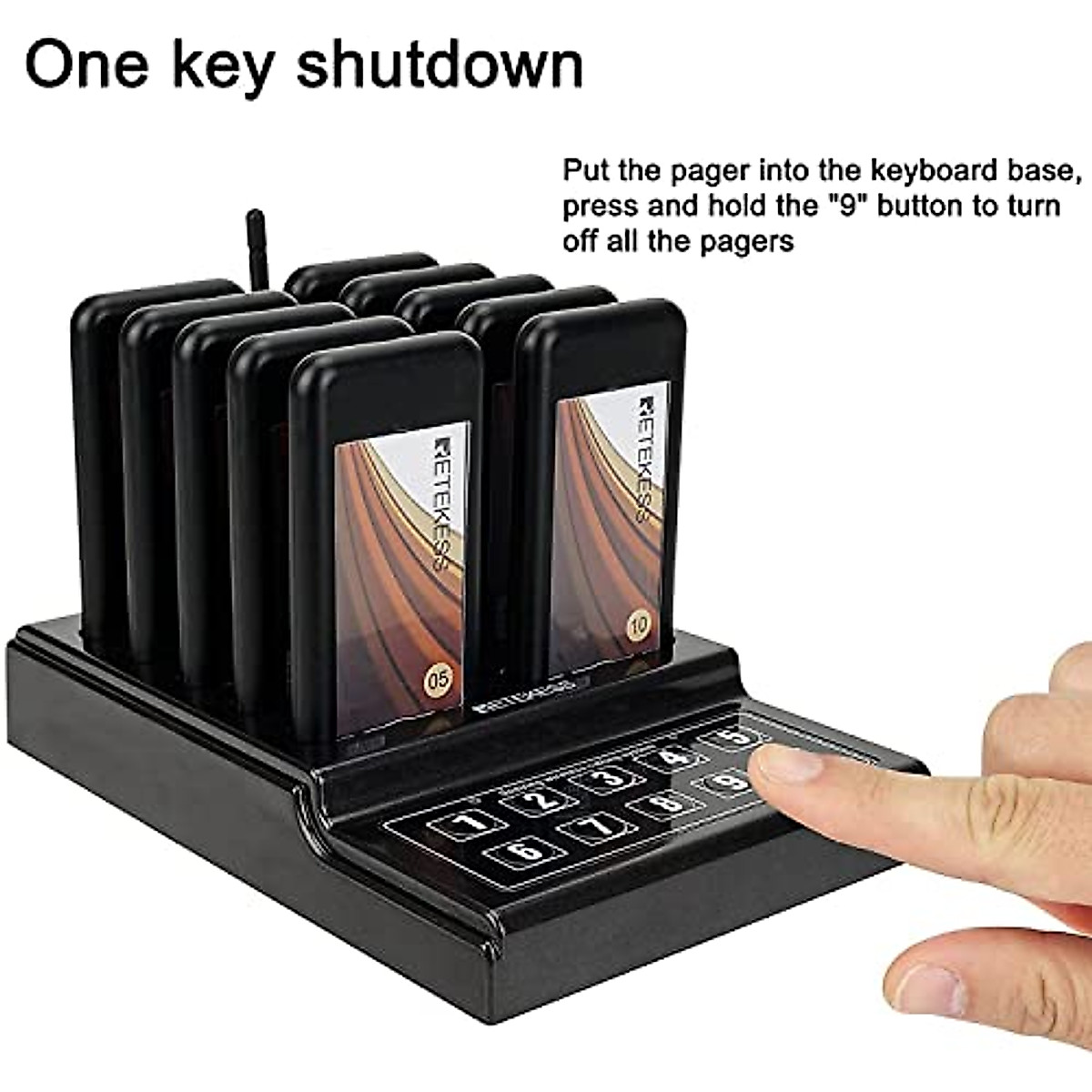 Retekess TD174 Restaurant Pager System, Long Working Distance Pager, Restaurant Waiting Buzzers,10 Guest Pagers for Food Truck, Restaurant, Food Court