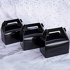 ONE MORE 25-Pack Gable Candy Treat Boxes,Small Black Goodie Gift Boxes for Halloween and Birthday Party Favors Box 6.2 x 3.5 x 3.5 inch