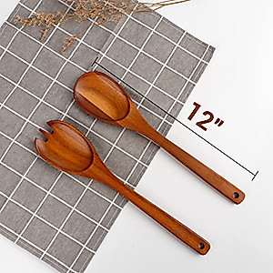 Acacia Wood Salad Severs, 12inch Salad Tongs with Large Spoon and Fork for Tossing and Serving