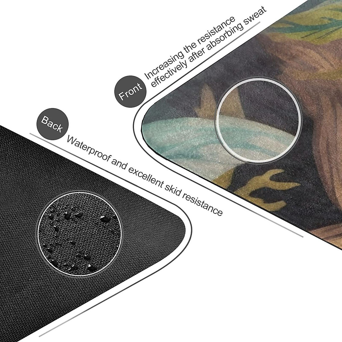 GOODOLD Funny Sloth Yoga Mat, 71 x 26 Inch Non-slip Yoga Mats Folding Travel Exercise Mat Indoor Outdoor Gym Pilates with Storage Bag for Women Men