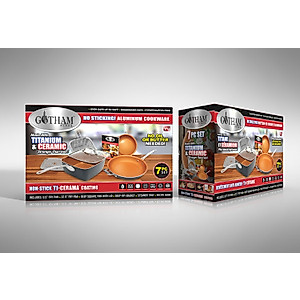 Gotham Steel Tastic Bundle 7 Piece Cookware Set Titanium Ceramic Pan, Copper