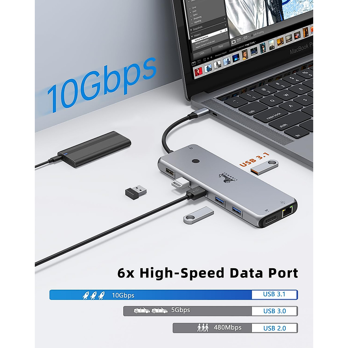 USB C Hub USB C Docking Station Dual Monitor 13 in 1 Triple Display Multiport Adapter with 2 HDMI+DP+8 USB C/A Ports+Ethernet+Audio, USB C Dongle for MacBook/Dell/HP/Lenovo ThinkPad/Surface