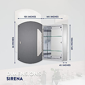 Croydex Sirena, Recessed or Surface Mount, Hang 'n' Lock Easy Installation Medicine Cabinet, 16W x 26H, Aluminum