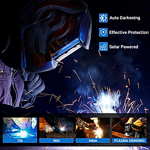 Welding Helmet Auto Darkening: DEKORPO Auto Darkening Welding Welder Helmet Mask Hood Helmets (Blue Eagle)