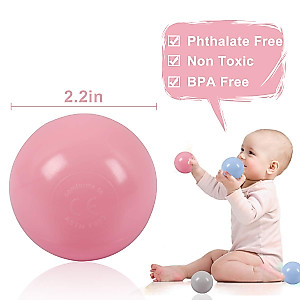 LANGXUN 50pcs Soft Plastic Balls - Toy Balls for Kids - Gift for Toddler Birthday Christmas, Ball Pit Play Tent, Water Toys, Kiddie Pool, Party Decoration