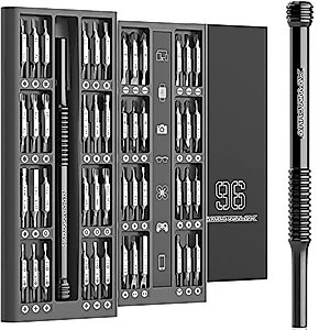 96 in 1 Precision Screwdriver Set, AM ARROWMAX Magnetic Driver With Aluminum Case, Electronics Repair Tool Kit for iPhone, Tablet, Macbook, Xbox, Cellphone, PC, Game Console, Black