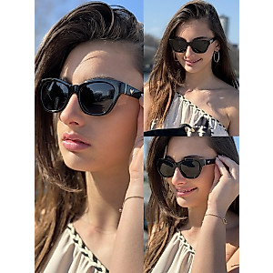 LVIOE Small Polarized Sunglasses for Women Trendy Classic Cat Eye Sun Glasses for Narrow Face with UV400 Protection LS2315
