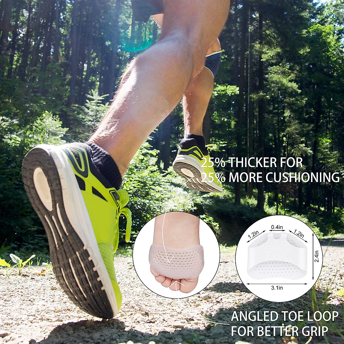 Metatarsal Pads 12 Pack Ball of Foot Cushions for Women and Men Soft Gel Foot Pads Pain Relief Forefoot Pad