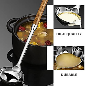 Luxshiny Oil Separator Soup Ladle, Stainless Steel Gravy Food Fat Separator Skimmer Spoon Grease Strainer Separater for Home Kitchen and Cooking