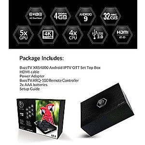 BuzzTV XRS4000 & ARQ100 Bundle - Android 9.0 IPTV Set-Top Box - Faster Than Ever Before - 4K Ultra HD - 4GB RAM 32GB Storage - Latest Graphics Process