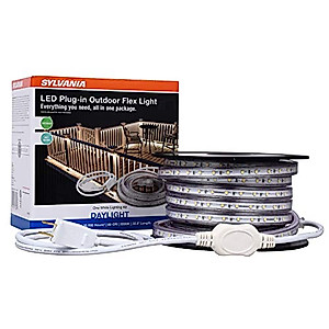 SYLVANIA LED Plug-In 32.8' Outdoor Flex Light Strip Complete Lighting Kit, 6500K Daylight Color Temperature - 1 Pack (75626)
