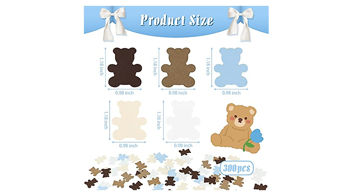 300PCS Teddy Bear Confetti for Baby Showers & Parties