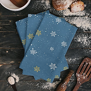 ZOE GARDEN Christmas Snowman Kitchen Towels,Absorbent Microfiber Kitchen Dish Hand Tea Bath Towel,Quick Dry Cleaning Cloth Dishclothes Decorative Sets, Blue Winter Tree Snowflake (1-PC, 18x28)