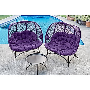 FlowerHouse FHPC400-FOL-SET Cozy Pumpkin Loveseat Flower of Life Conversation Set, Purple