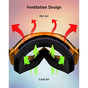 BELINOUS Kid Riding Goggles for ATV Dirt Bike Motorcycle Motorcross MX, UV Protectioin, Youth Dirt Bike Goggles for Kids 3-12 with Soft Strap, Orange